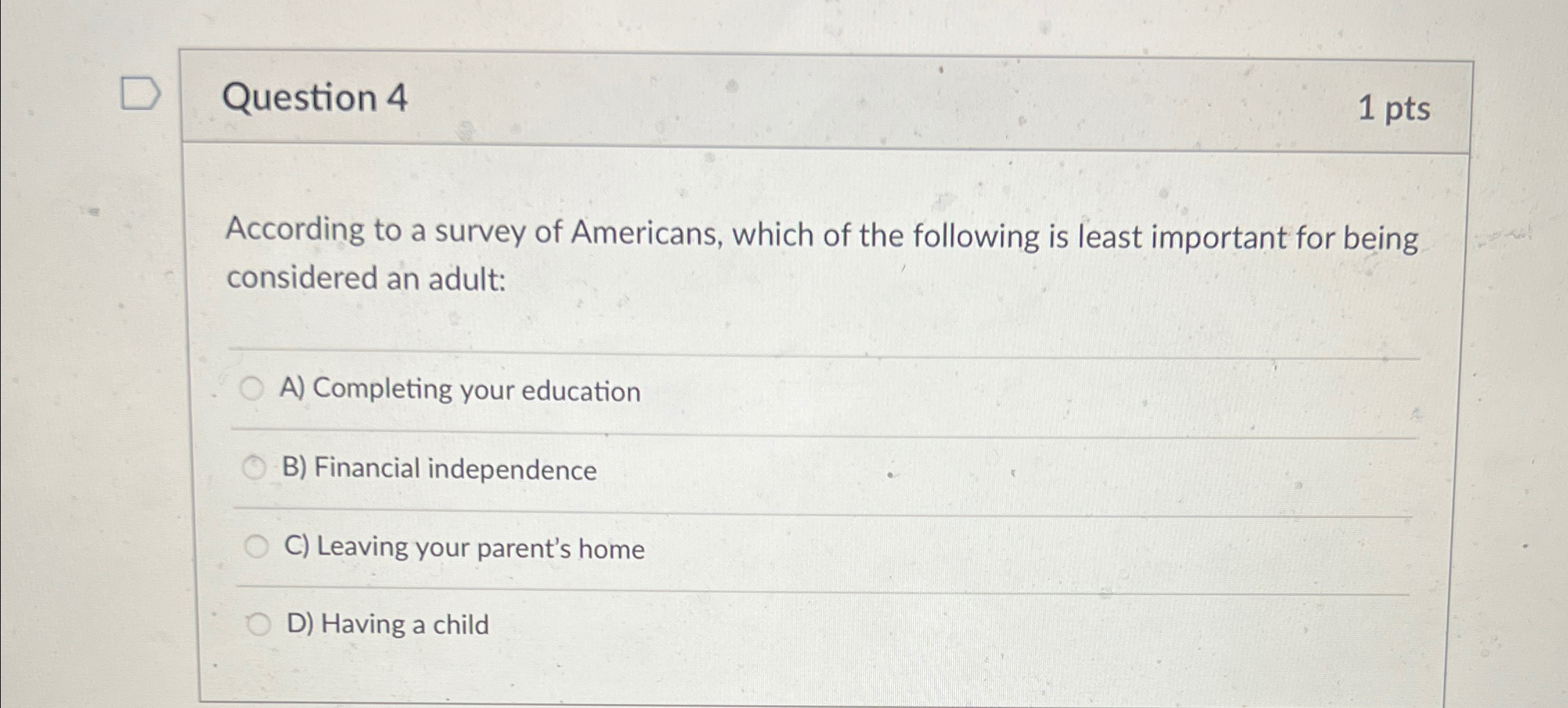 Solved Question 41 ﻿ptsAccording to a survey of Americans, | Chegg.com