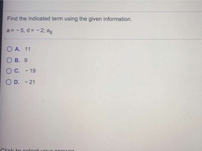 Solved Find the indicated term using the given information. | Chegg.com
