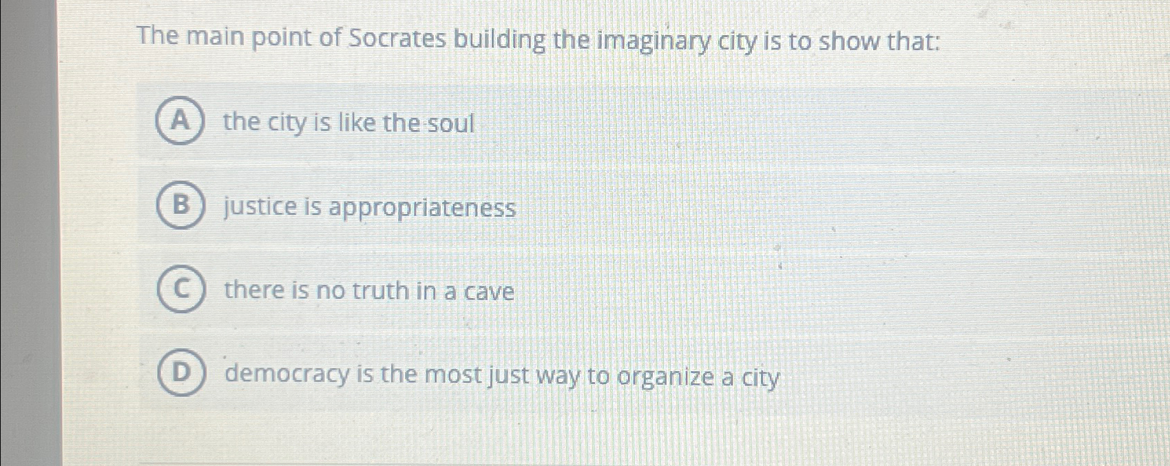 Solved The main point of Socrates building the imaginary | Chegg.com