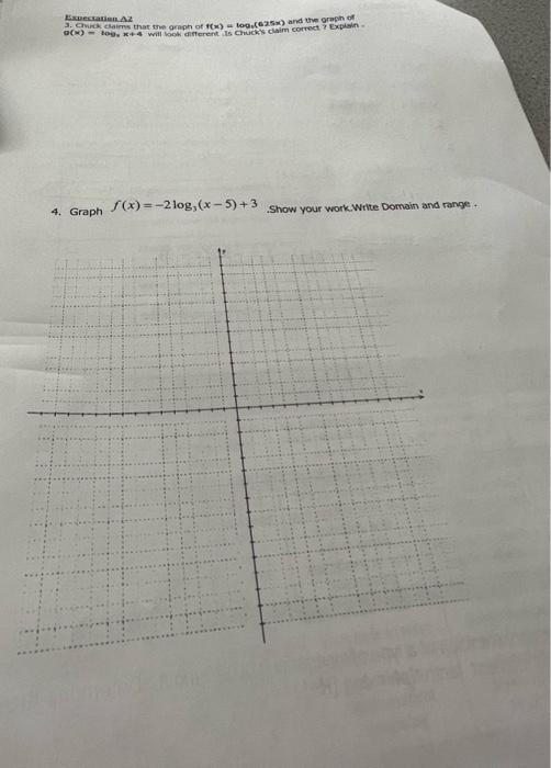 Solved 4. Graph f(x)=−2log3(x−5)+3. Show your work. Write | Chegg.com