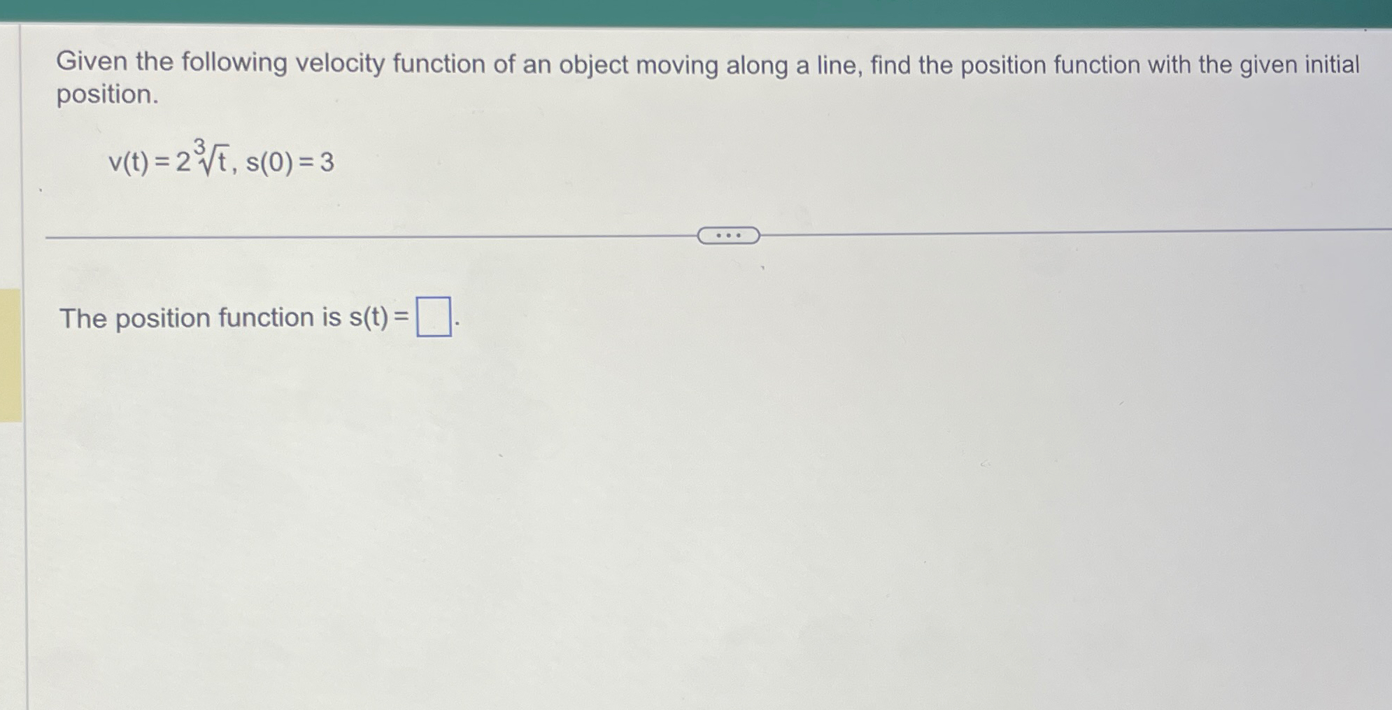 Solved Given the following velocity function of an object | Chegg.com