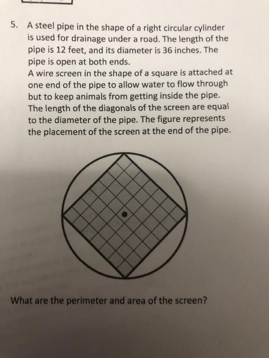 Solved 5. A steel pipe in the shape of a right circular | Chegg.com