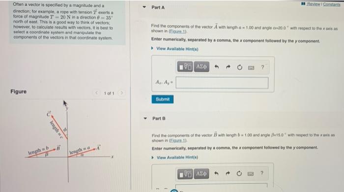 Solved Review Constant Part A Often a vector is specified by | Chegg.com