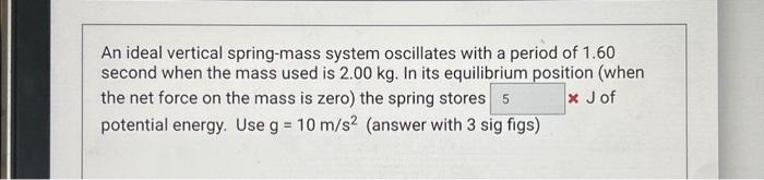 Solved An ideal vertical spring-mass system oscillates with | Chegg.com