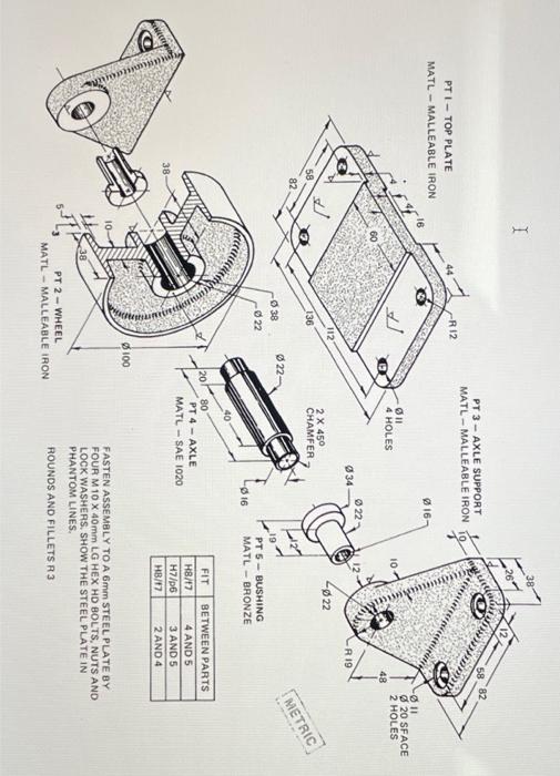 draw each part alone using solidworksThe material | Chegg.com