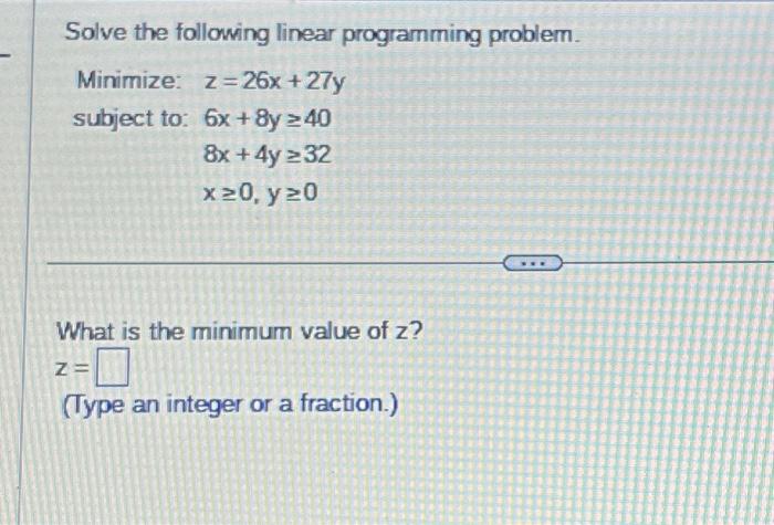 Solved Solve the following linear programming problem. | Chegg.com