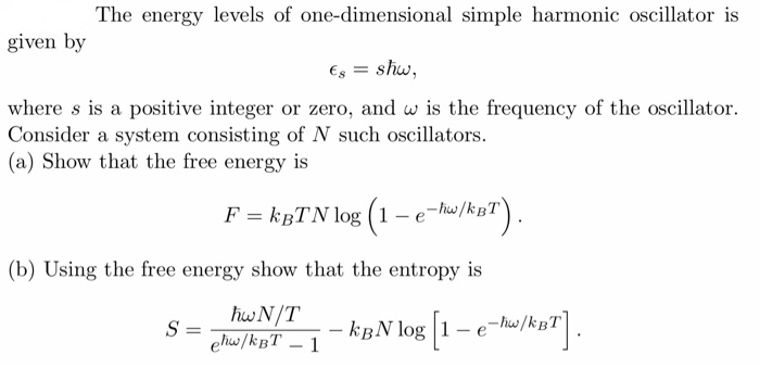 Solved The energy levels of one-dimensional simple harmonic | Chegg.com