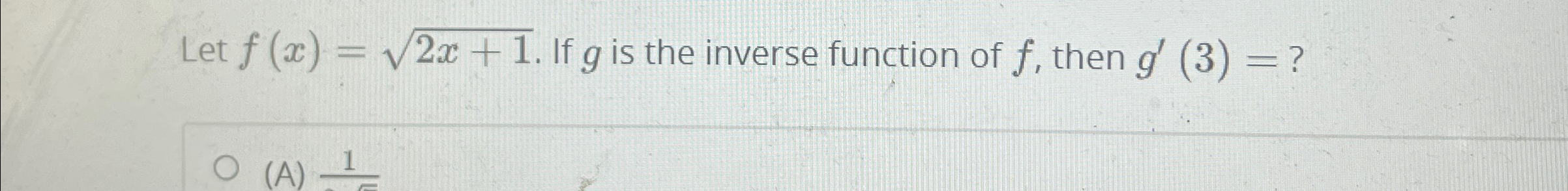 Solved Let f(x)=2x+12. ﻿If g ﻿is the inverse function of f, | Chegg.com