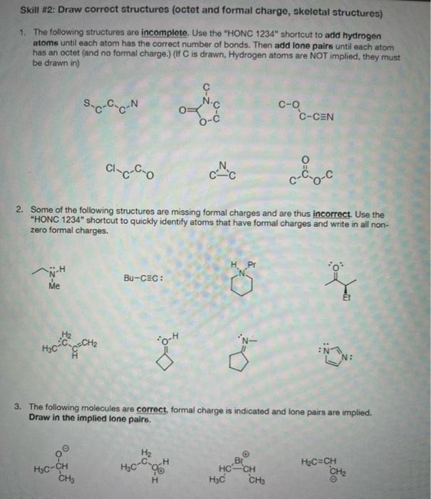 Solved Skill #2: Draw correct structures (octet and formal | Chegg.com