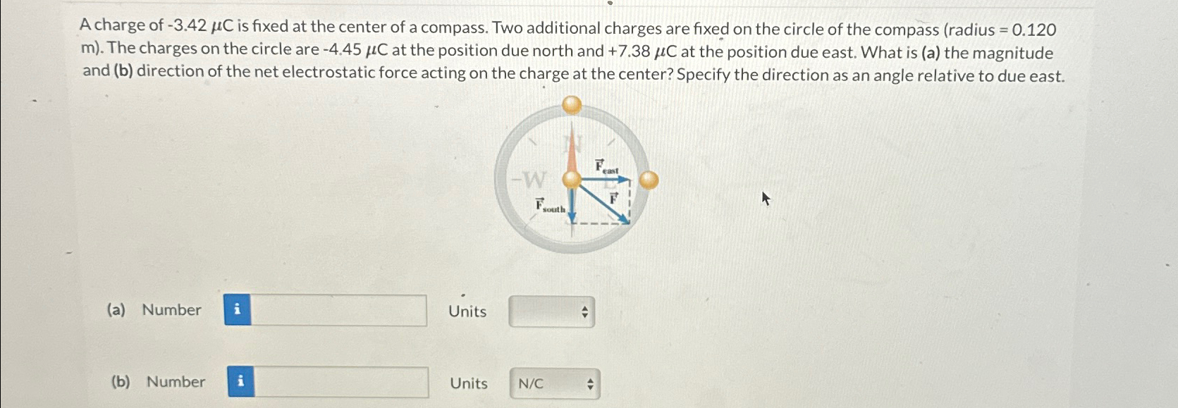 Solved A charge of -3.42μC ﻿is fixed at the center of a | Chegg.com