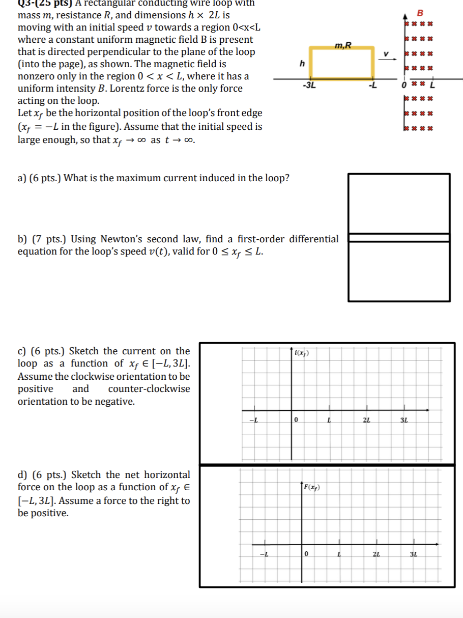 Solved Q3-(25 ﻿pts) ﻿A rectangular conducting wire loop with | Chegg.com