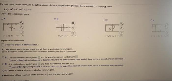 Solved For the function defined below, use a graphing | Chegg.com
