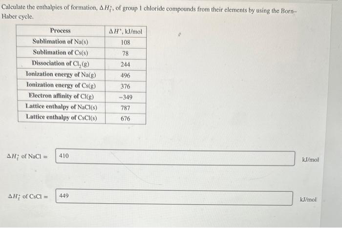 Solved Calculate the enthalpies of formation, ΔHf˙, of group | Chegg.com