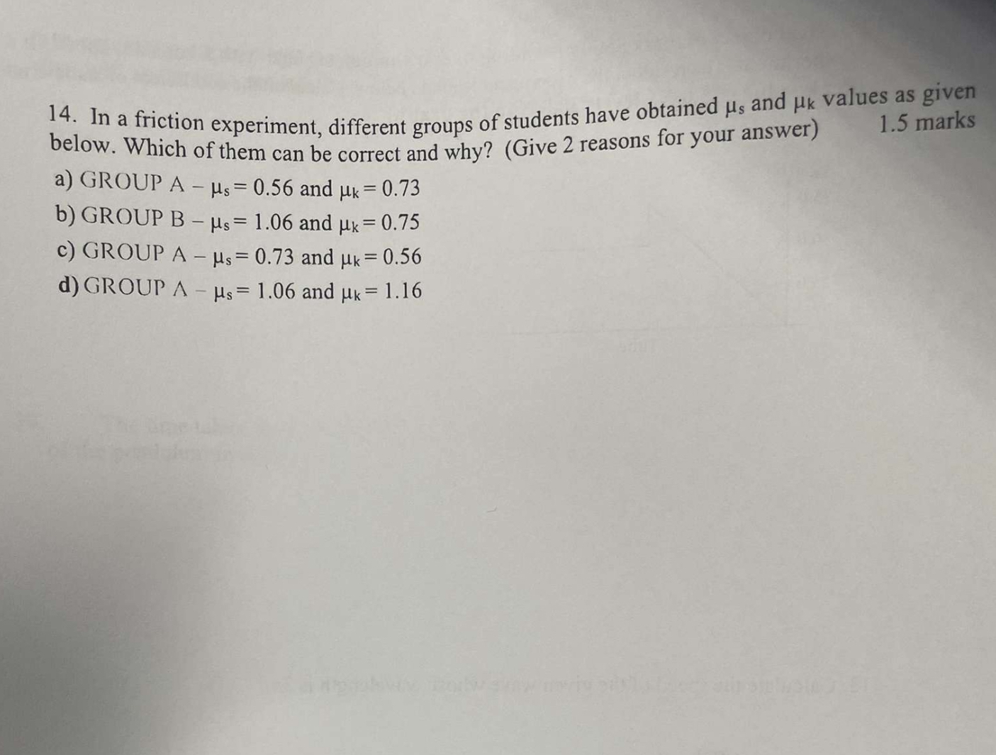 Solved In a friction experiment, different groups of | Chegg.com