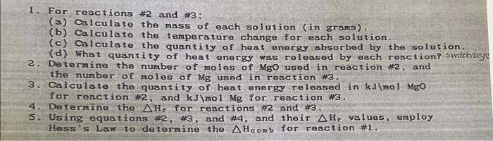 Solved use reaction 2 and 3 to answer questions 1-5 in the | Chegg.com