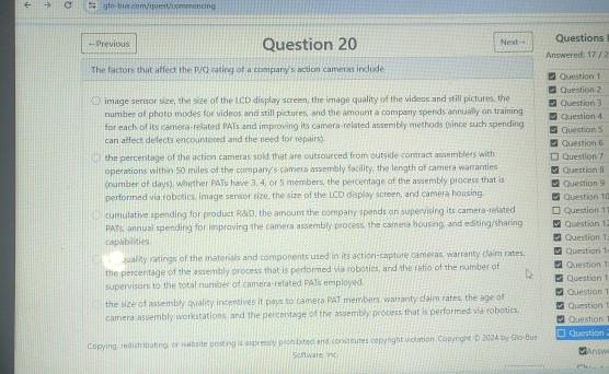 Solved Question 20The factors that affect the PQ ﻿rating at | Chegg.com