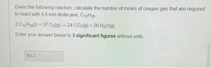 Solved Given the following reaction, calculate the number of | Chegg.com