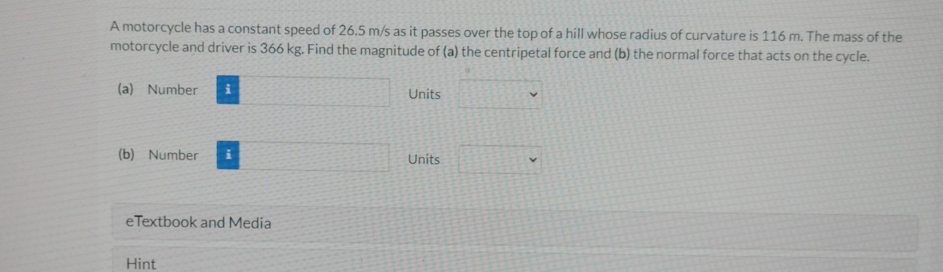 Solved A motorcycle has a constant speed of 26.5 m/s as it | Chegg.com