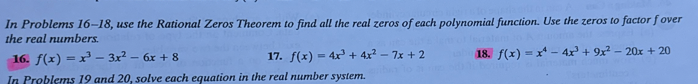 In Problems 16-18, ﻿use the Rational Zeros Theorem to | Chegg.com
