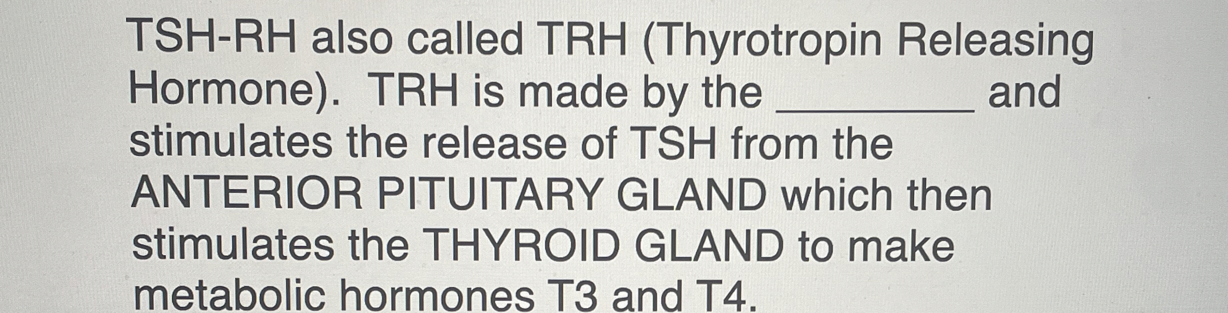 Solved TSH-RH also called TRH (Thyrotropin Releasing | Chegg.com