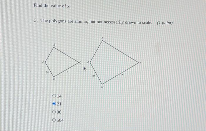 Solved Find the value of x. 3. The polygons are similar, but | Chegg.com