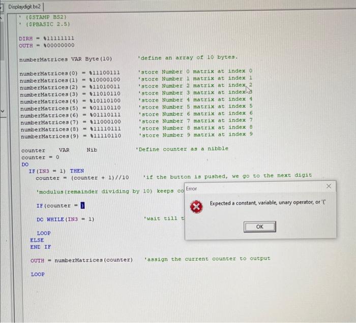 Solved This code is for a Basic Stamp Homework Board. Can | Chegg.com