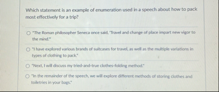 Solved Which statement is an example of enumeration used in | Chegg.com