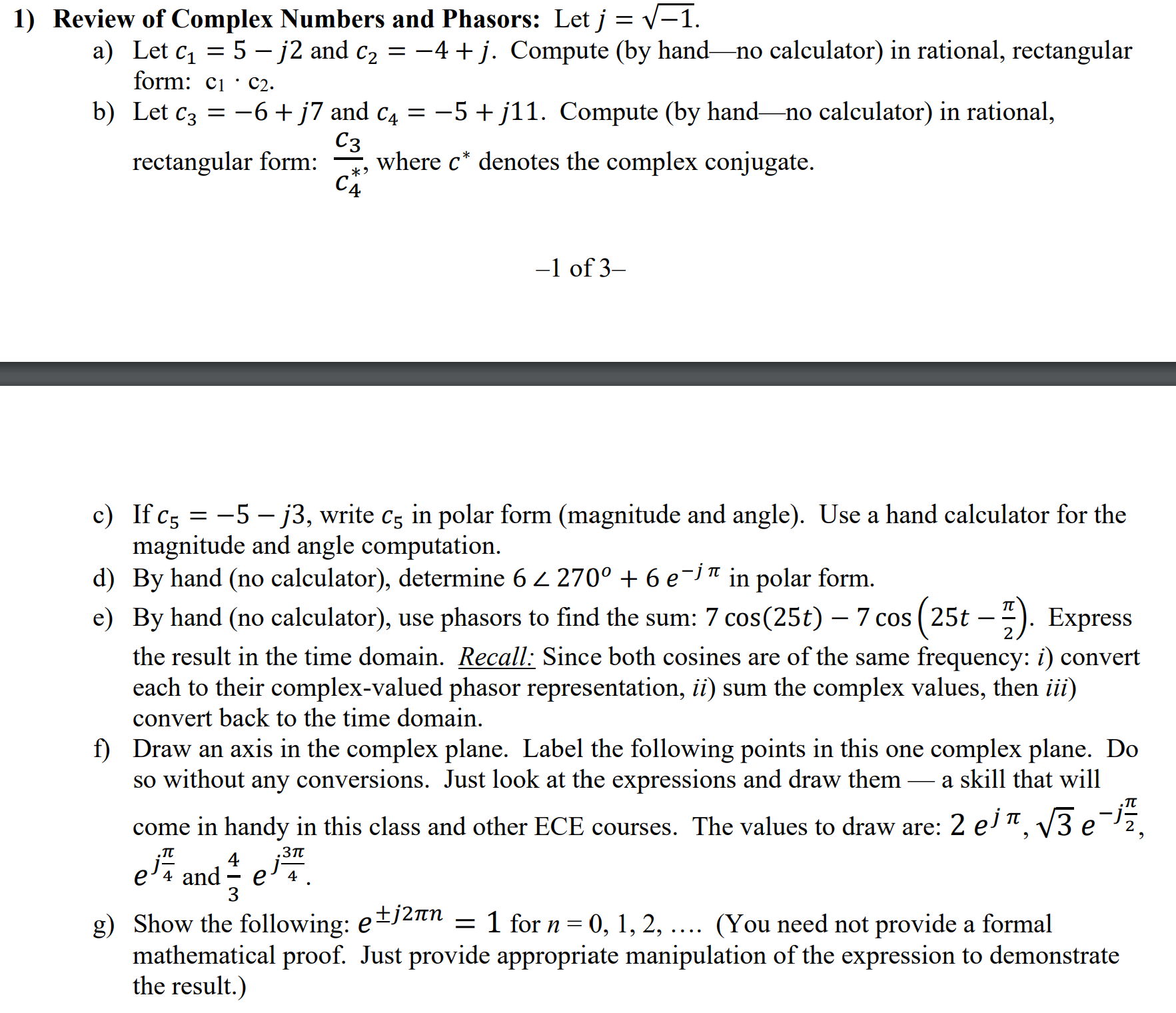 Solved Review of Complex Numbers and Phasors: Let j=-12.a) | Chegg.com