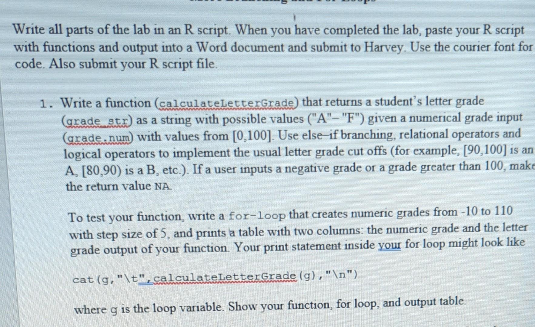 Solved Write all parts of the lab in an R script. When you | Chegg.com