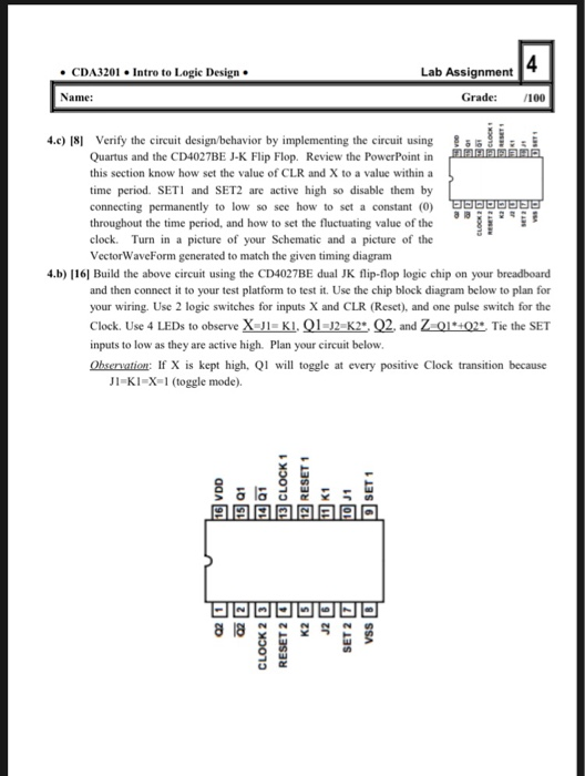 Solved • Cda3201 Intro To Logic Design Lab Assignment Name 3764