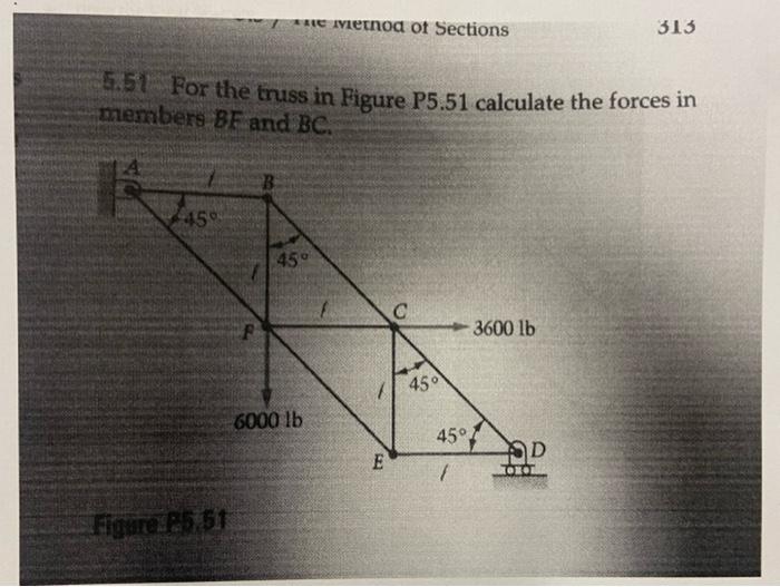 Solved 5.51 For the truss in Figure P5.51 calculate the | Chegg.com