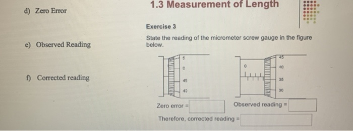 Solved a) Zero Error 1.3 Measurement of Length GO SOLO b) | Chegg.com