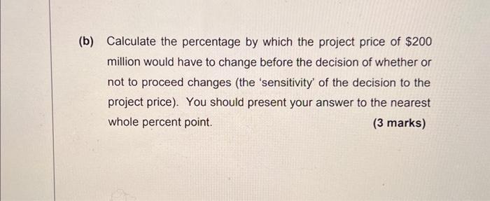 Solved (b) Calculate the percentage by which the project | Chegg.com