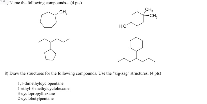 Solved 3 Name the following compounds... (4 pts) CH CHZ CH₃ | Chegg.com
