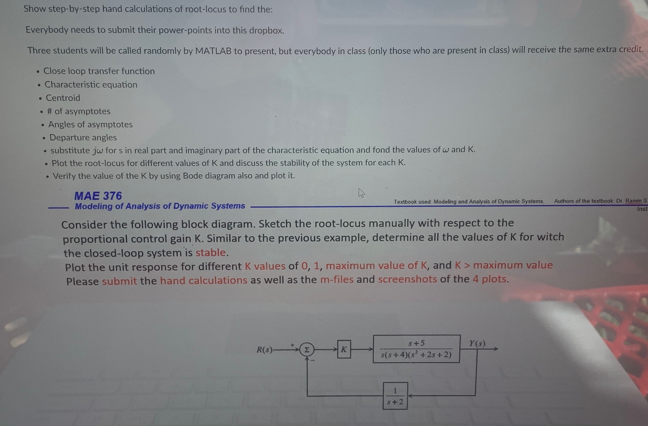 Solved Show step-by-step hand calculations of root-locus to | Chegg.com
