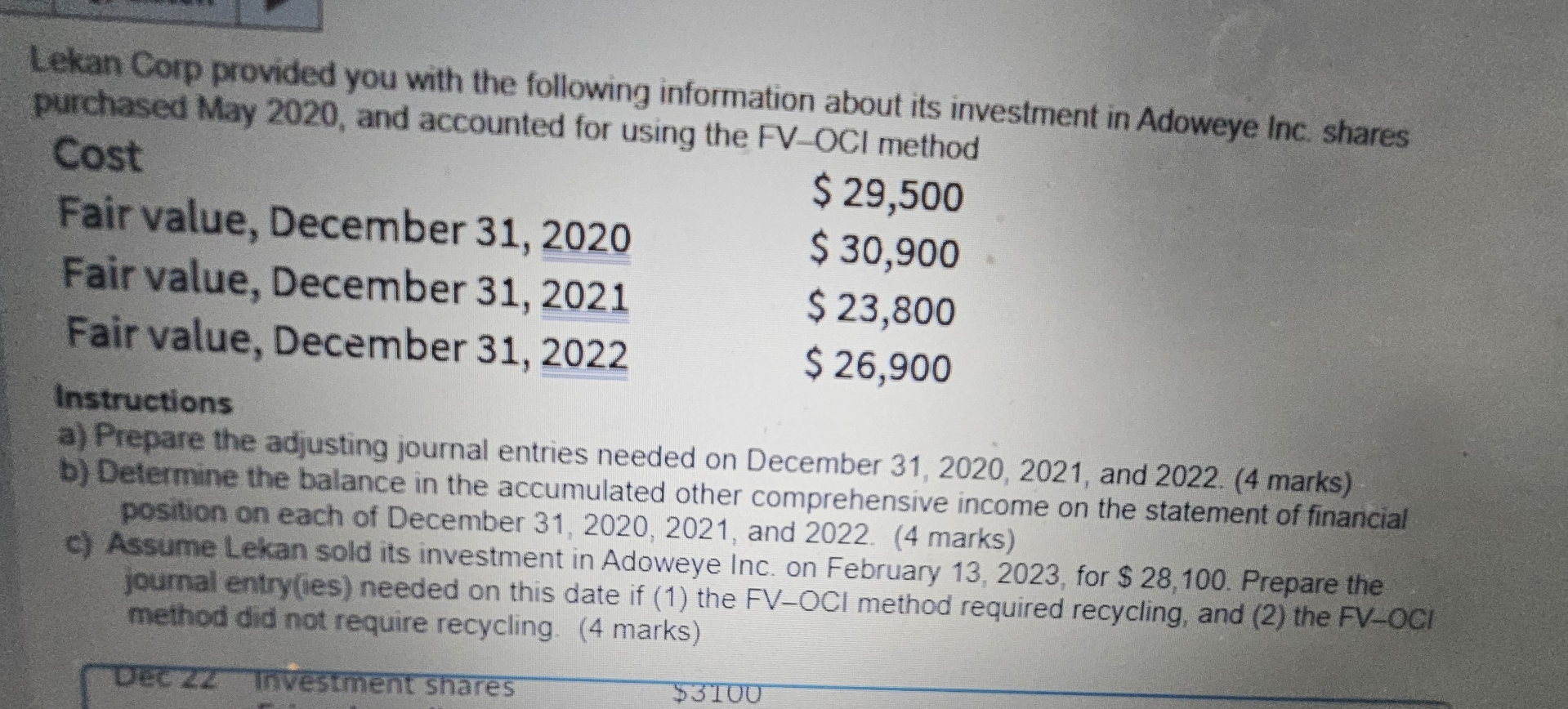 Solved Lekan Corp provided you with the following | Chegg.com