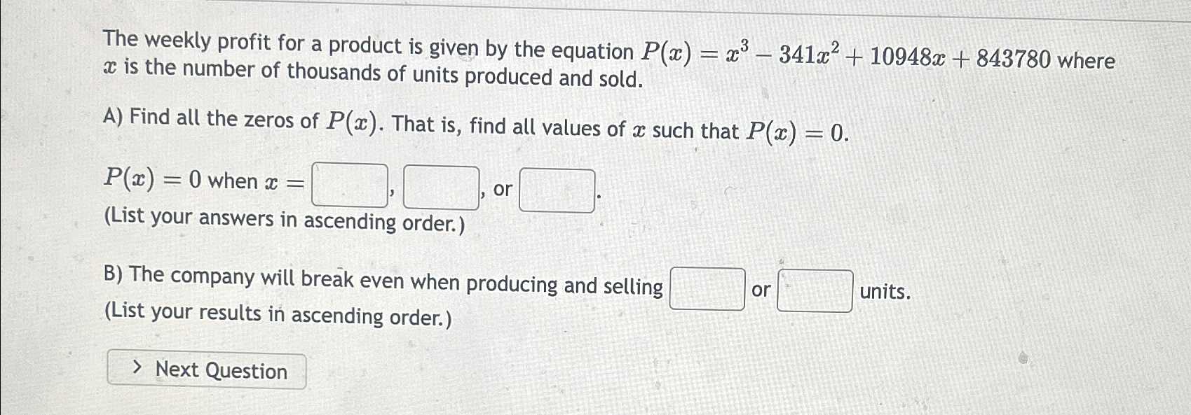 Solved The weekly profit for a product is given by the | Chegg.com