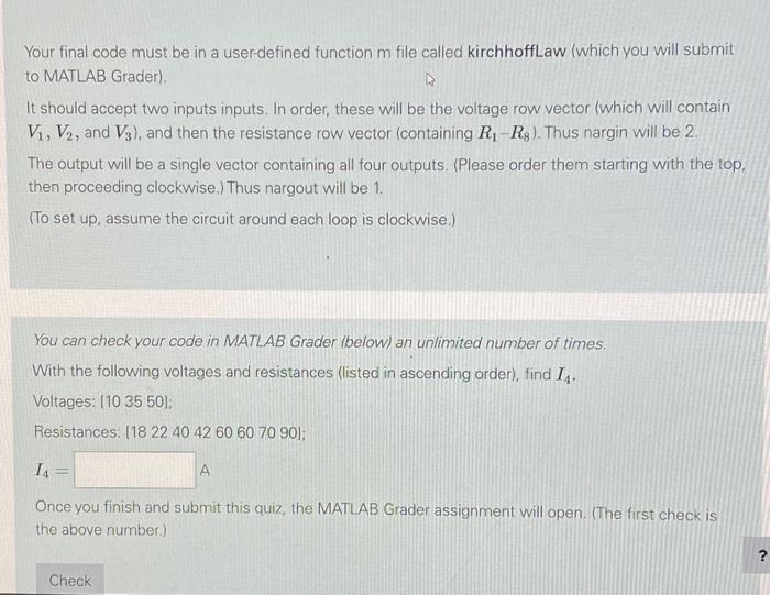Solved Your Final Code Must Be In A User Defined Function M