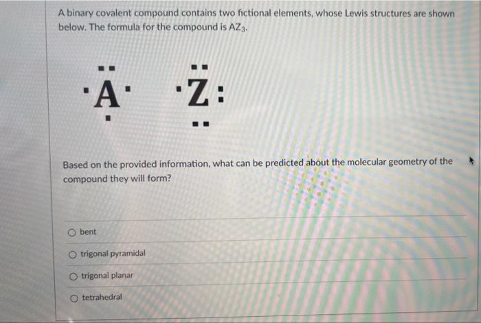 Solved A binary covalent compound contains two fictional | Chegg.com