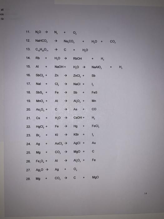 Solved Exercise 8 Balancing Equations Name Lab day / time | Chegg.com