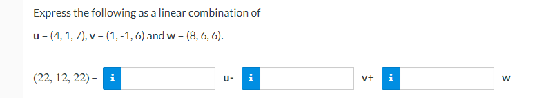 Solved Express the following as a linear combination | Chegg.com