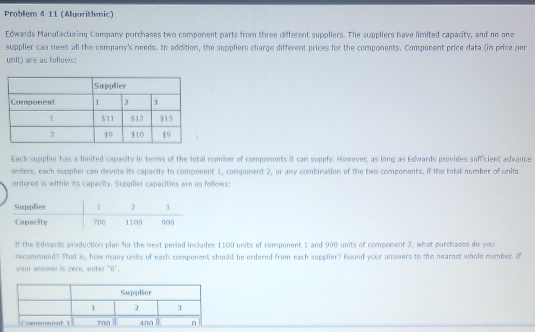 Solved Problem 4-11 (Algorithmic) Edwards Manufacturing | Chegg.com