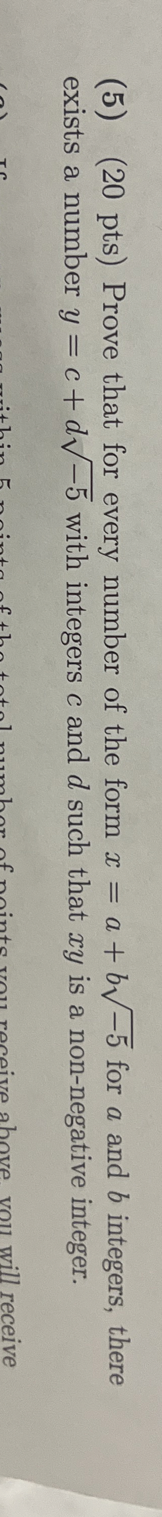 Solved (5) (20 ﻿pts) ﻿Prove that for every number of the | Chegg.com
