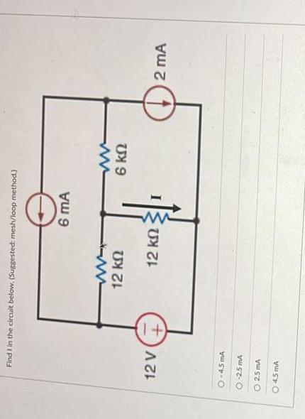 Solved Find I in the circuit below. (Suggested. mesh/loop | Chegg.com