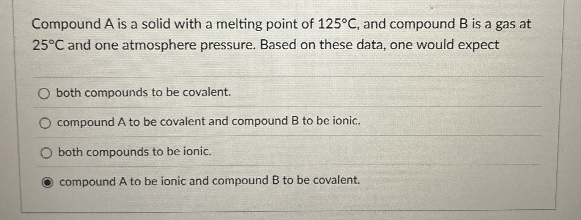High Quality SOLUTION Compound A is a solid with a melting point of 125°C, | Chegg.com
