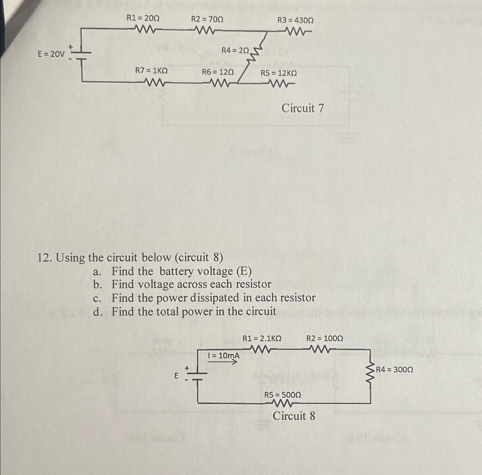 Solved Circuit 712. ﻿Using the circuit below (circuit 8)a. | Chegg.com