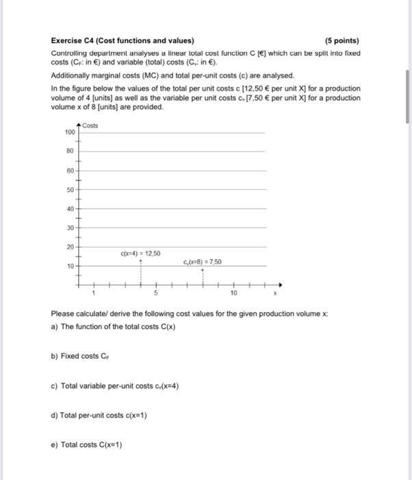 Solved Exercise C4 (Cost functions and values) (5 points) | Chegg.com