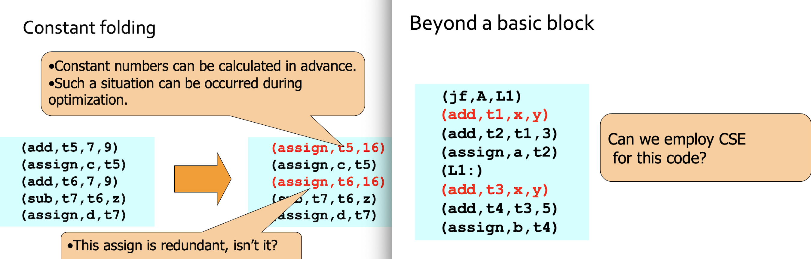 Solved • ﻿For the example of constant folding, show the code | Chegg.com