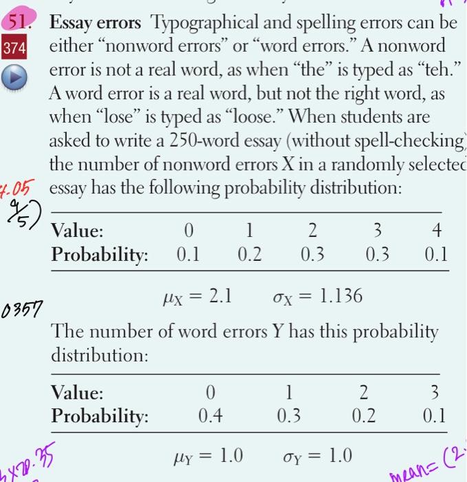 Solved Essay errors Typographical and spelling errors can be | Chegg.com