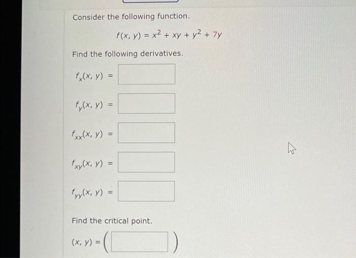 Solved Consider the following function. f(x, y) = x2 + xy + | Chegg.com